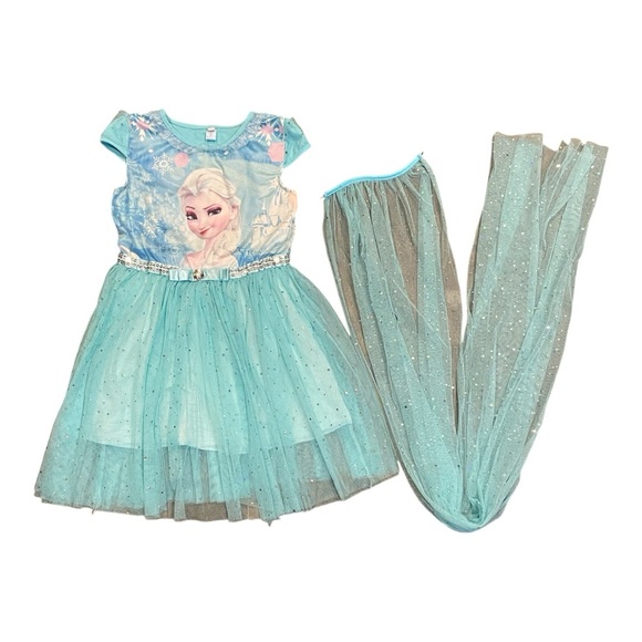 No Brand | Dresses | Disney Frozen Elsa Dress With Detachable Cape ...